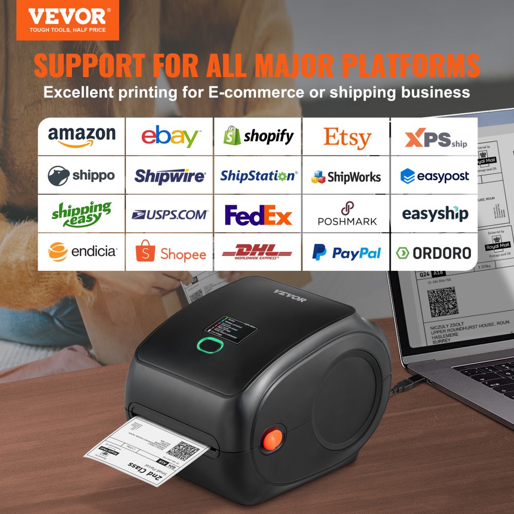 VEVOR VEVOR Thermal Label Printer 4x6 300DPI USB/Bluetooth for Amazon ...