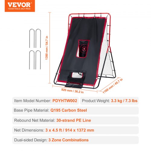 VEVOR Baseball And Softball Rebounder Net 3.5x4.5 ft 2-in-1 Switch ...