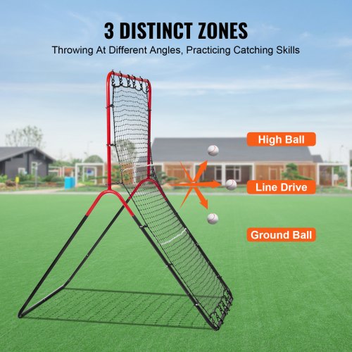 VEVOR Baseball And Softball Rebounder Net 3x4.5 ft PitchBack 3-Way ...