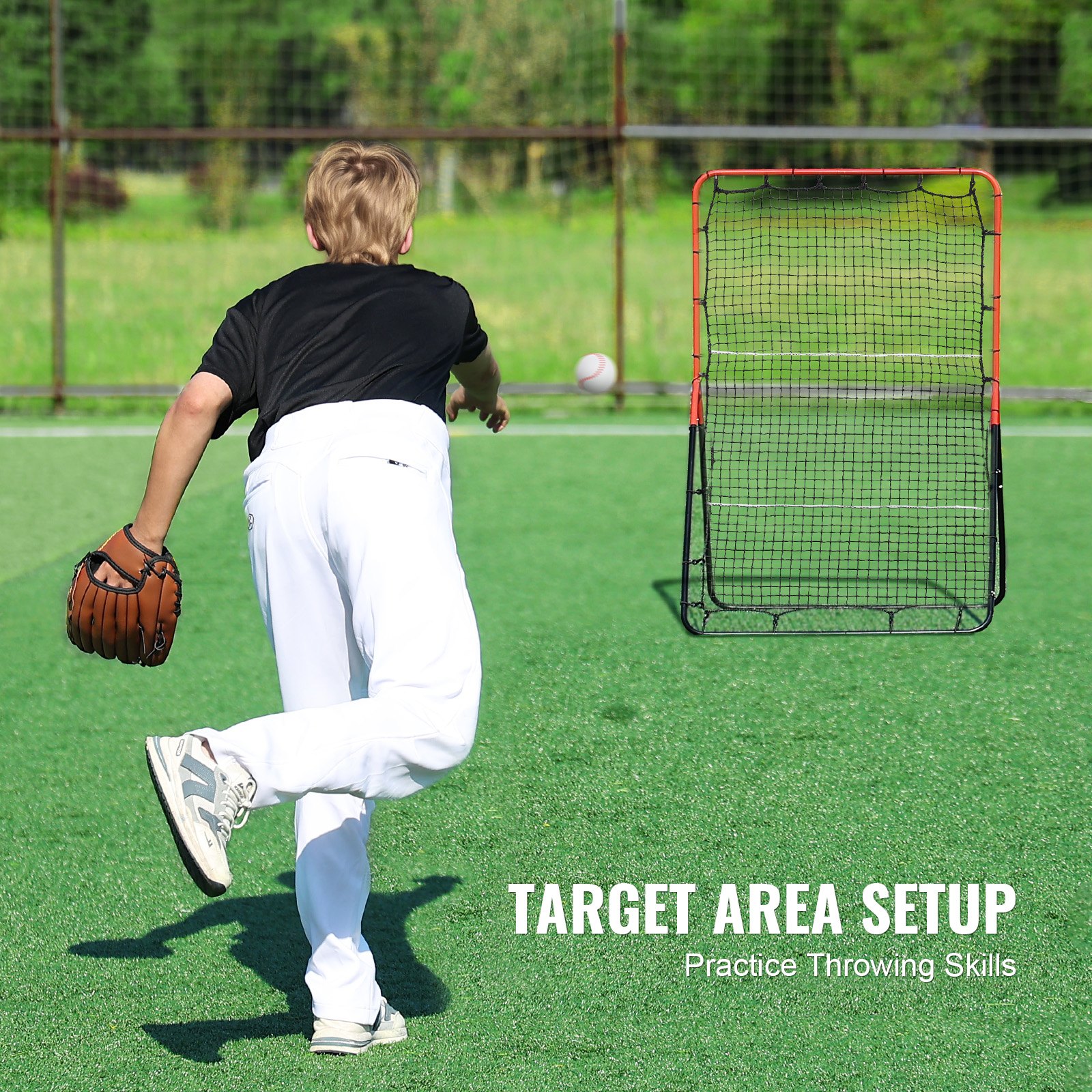 VEVOR Baseball And Softball Rebounder Net 3x4.5 ft PitchBack 3-Way ...
