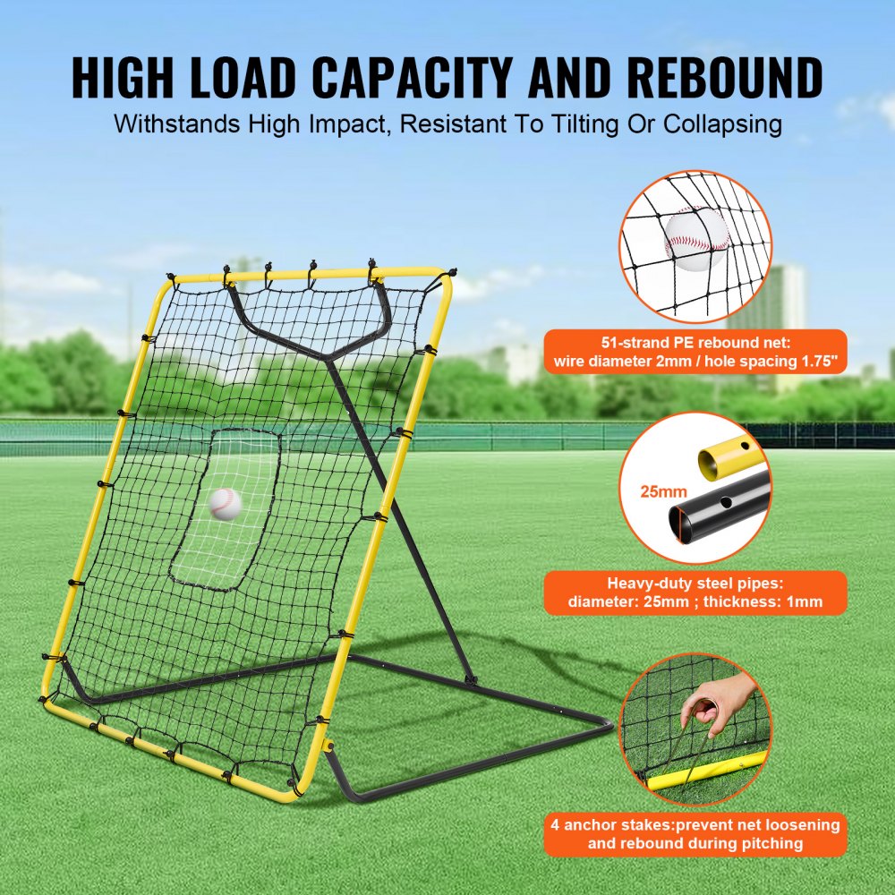 VEVOR Baseball And Softball Rebounder Net 4x4.5 Ft PitchBack Adjustable ...