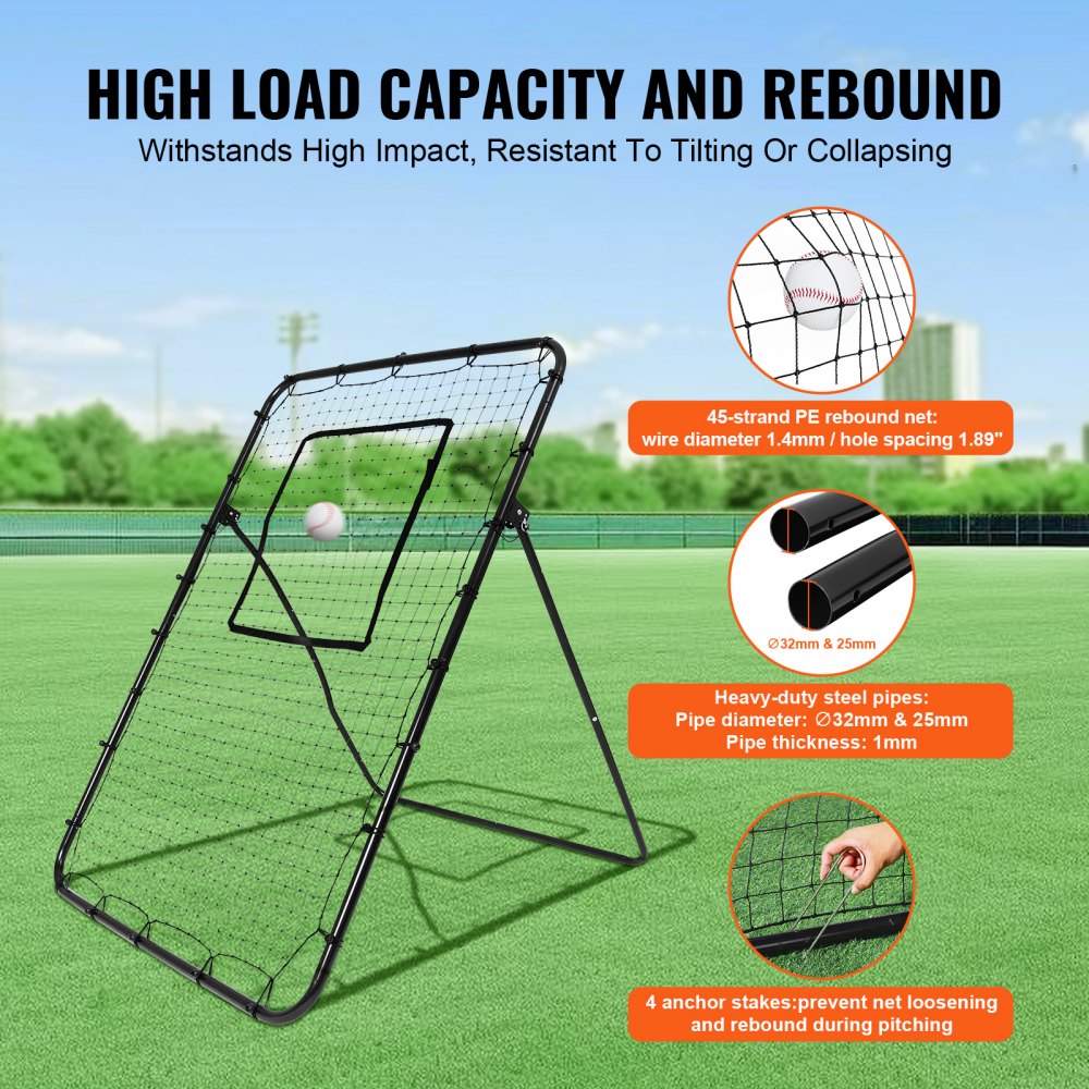 VEVOR Baseball And Softball Rebounder Net, 4 x 6 Feet PitchBack ...