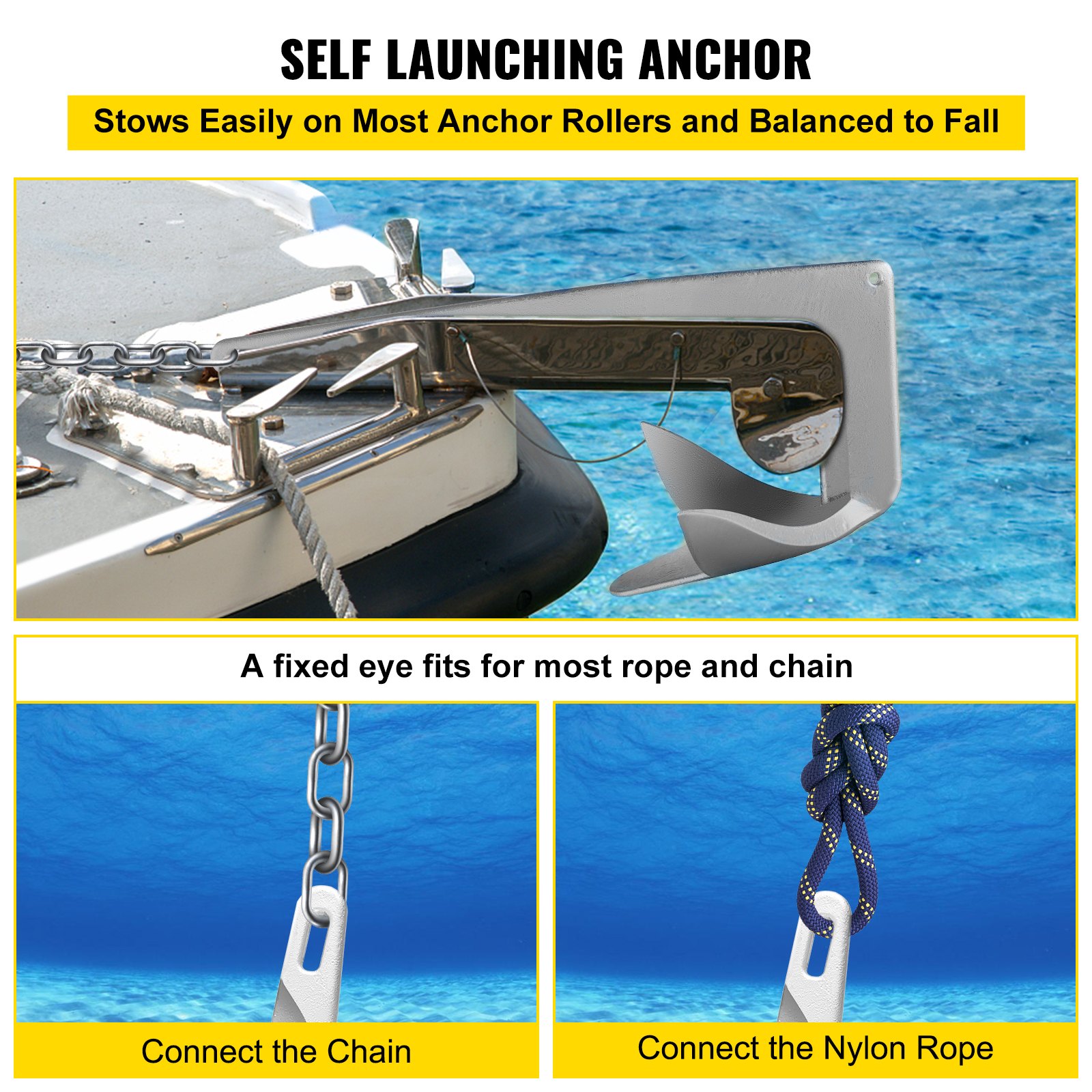 VEVOR Bruce Claw Anchor 11 lb Boat Anchor, Galvanized Steel Boat Anchor ...