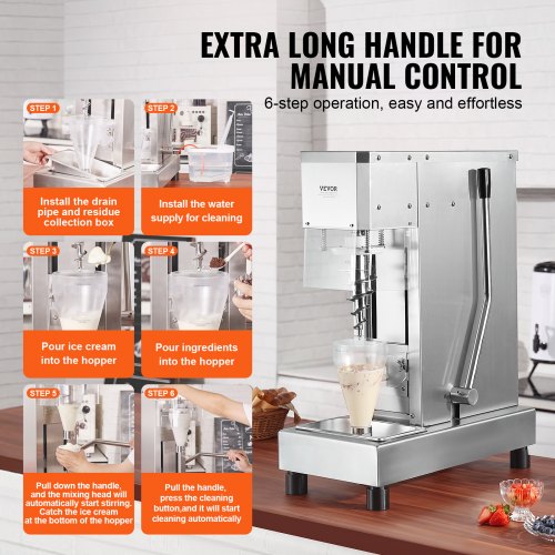 VEVOR Ice Cream Blender 750W Ice Cream Mixer Stir Machine 304 Stainless ...