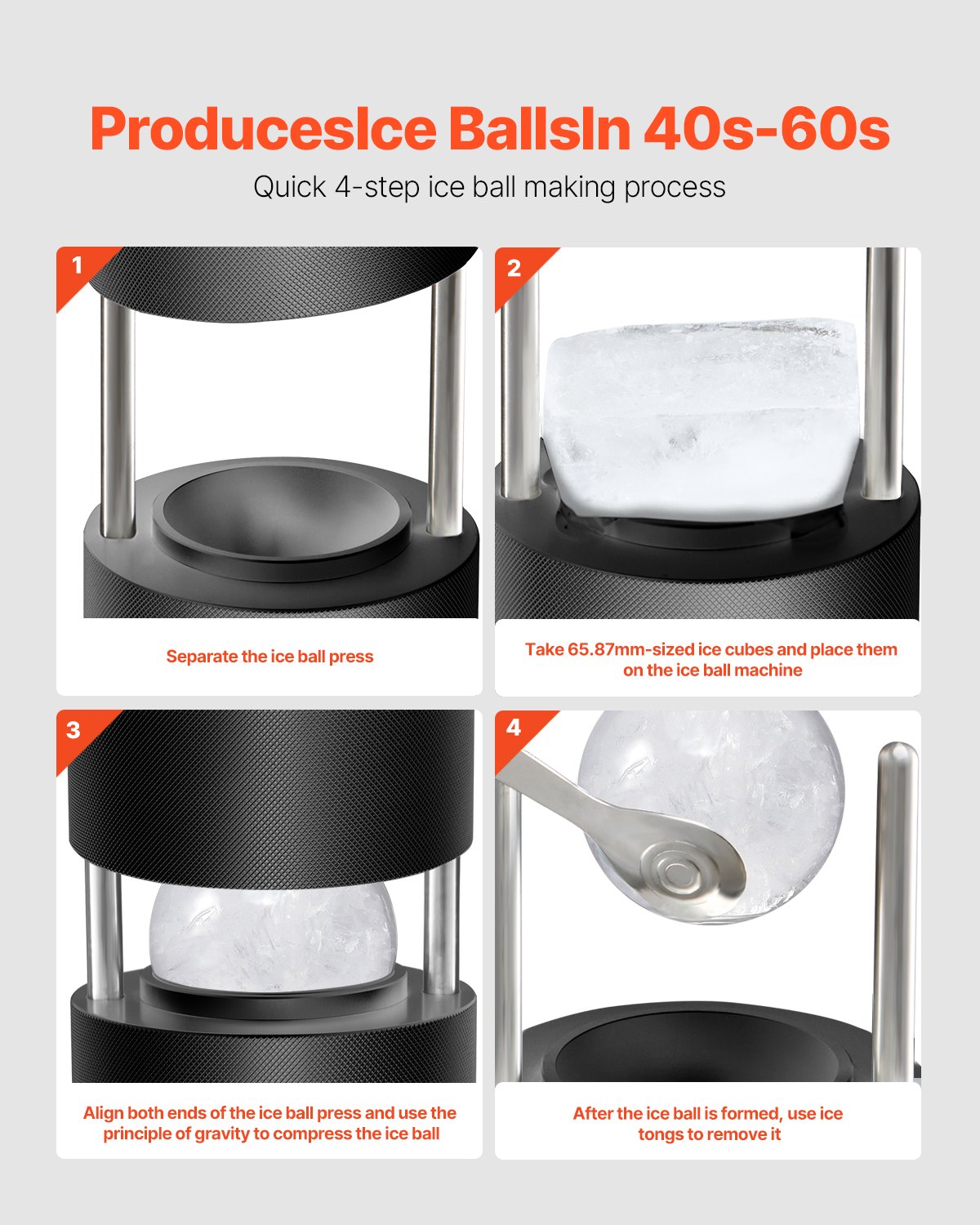 VEVOR Ice Sphere Press – 2.4" Ball Maker Kit, Aluminum