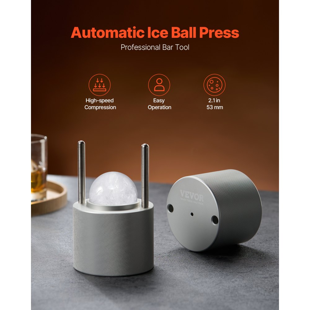 VEVOR Ice Ball Press, 2.1" Ice Ball Maker, Aviation Aluminum Ice Ball ...