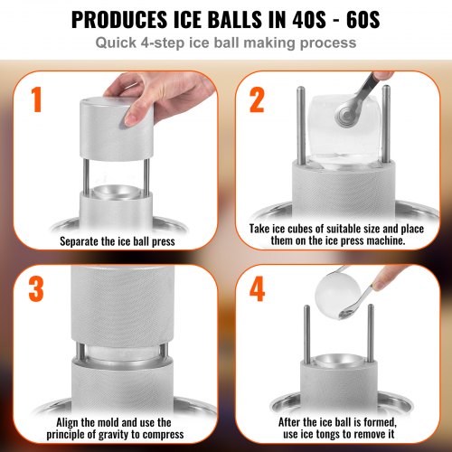 VEVOR Ice Ball Press, 2.4" Ice Ball Maker, Aircraft Al Alloy Ice Ball ...