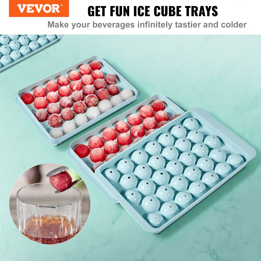 VEVOR Ice Cube Tray, Round Ice Ball Maker for Freezer, 2x33pcs ...