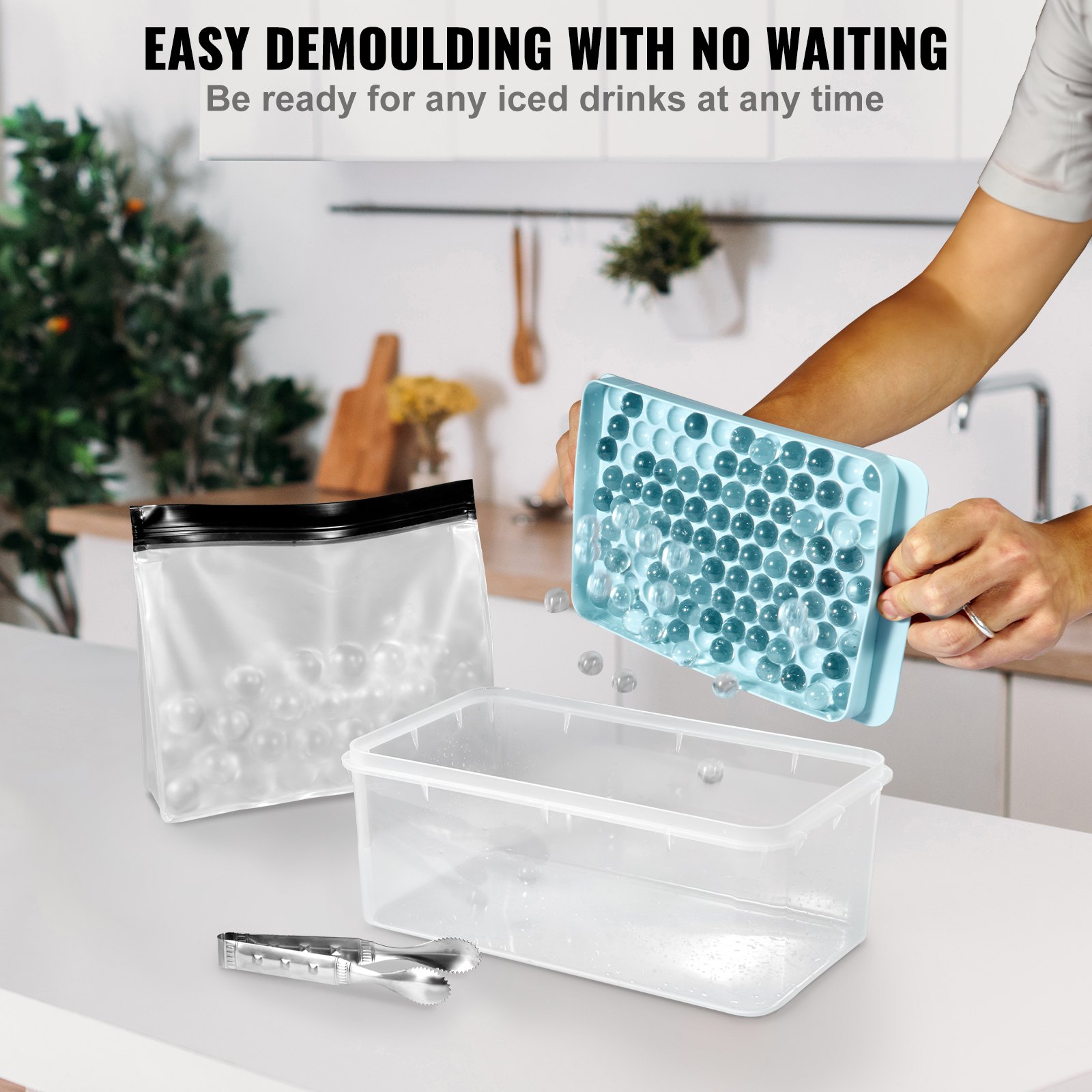 VEVOR Ice Cube Tray, Round Ice Ball Maker for Freezer, 2x33pcs ...