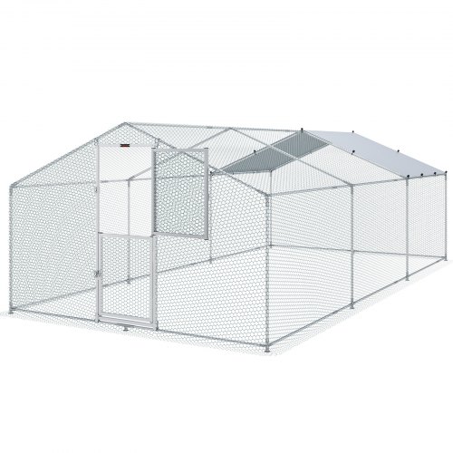VEVOR Large Metal Chicken Coop with Run, Walkin Poultry Cage for Yard ...