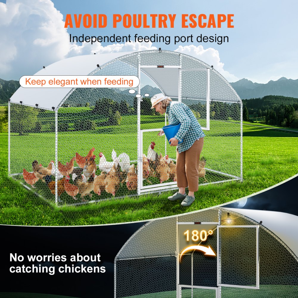 VEVOR Large Metal Chicken Coop with Run, Walkin Chicken Coop for Yard ...
