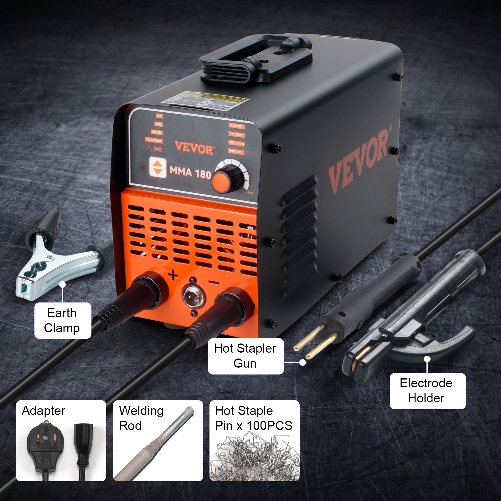 VEVOR Stick Welder, 180Amp Stick & Plastic ARC Welder Machine, 110/220V ...