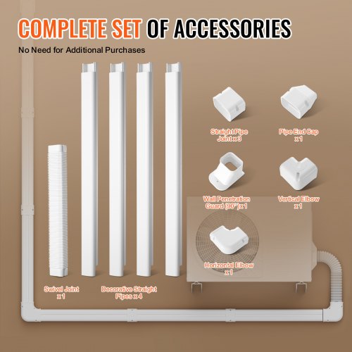 VEVOR Mini Split Line Set Cover 3-inch W 15.8Ft L, PVC Decorative Pipe ...