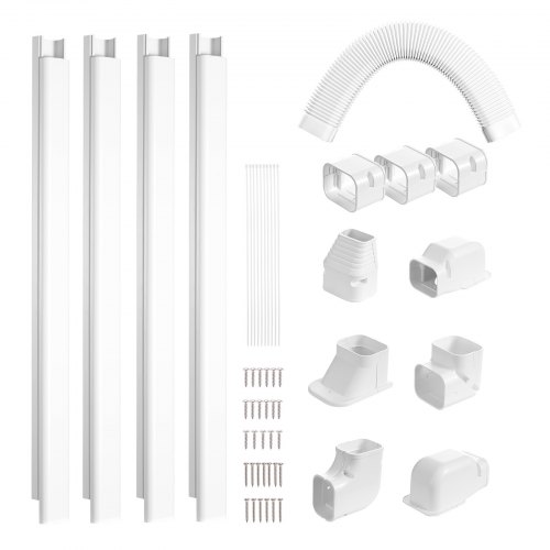 VEVOR Mini Split Line Set Cover 3-inch W 17.6Ft L, PVC Decorative Pipe ...