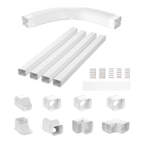 VEVOR Mini Split Line Set Cover 3-inch W 17.6Ft L, PVC Decorative Pipe ...