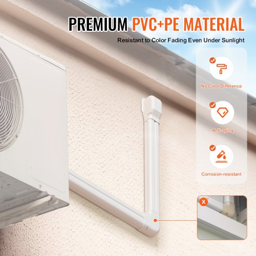 VEVOR Mini Split Line Set Cover 3-inch W 17.7Ft L, PVC Decorative Pipe ...