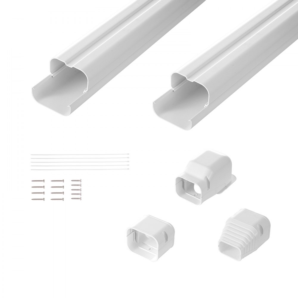 VEVOR Mini Split Line Set Cover 3-inch W 7.4Ft L, PVC Decorative Pipe ...