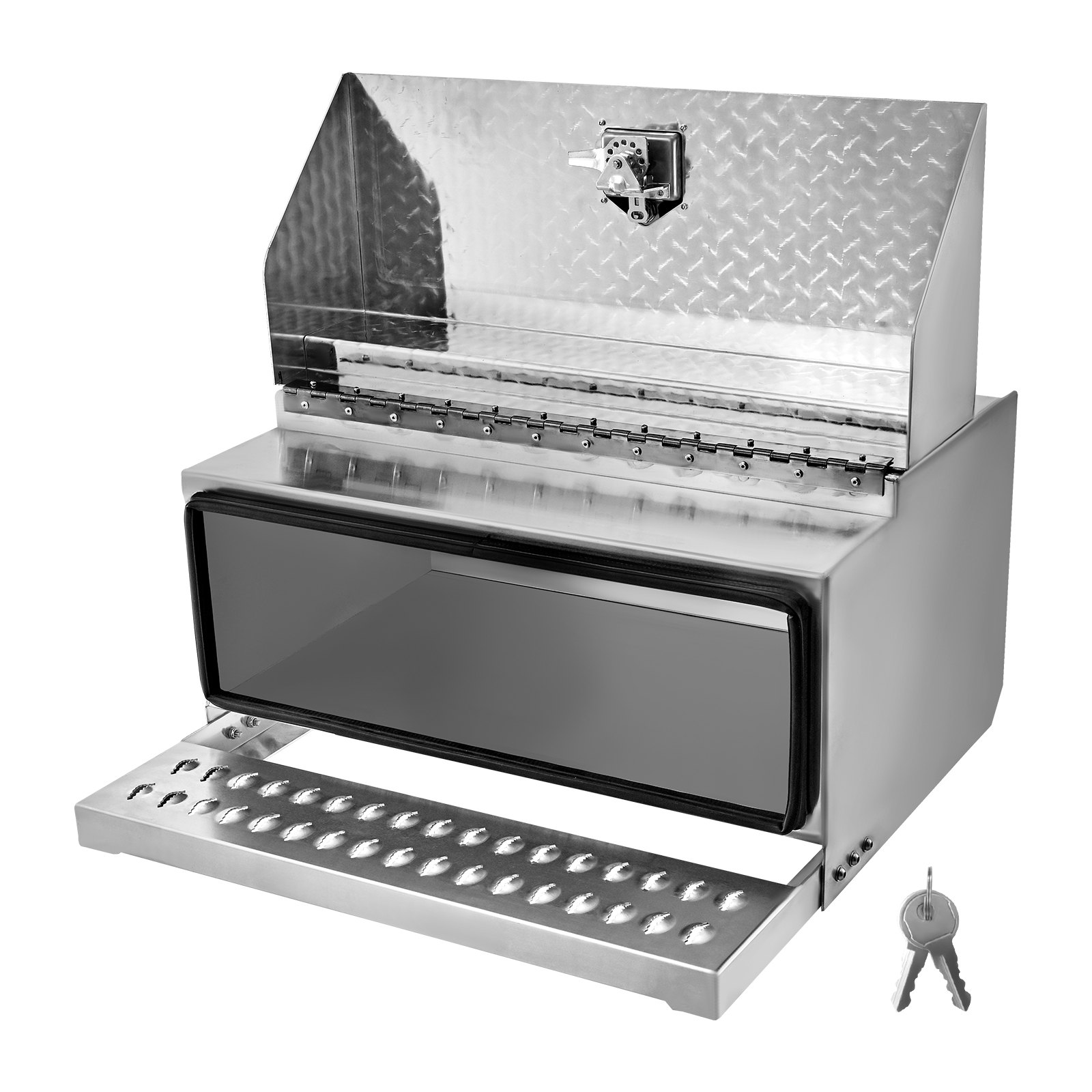 VEVOR Semi-Truck Step Tool Box, 30" x 29.5" x 15.8" Heavy Duty Aluminum ...