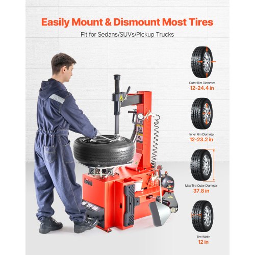VEVOR Durable Tire Changer Machine 1.5HP Tire Changer with Air Pressure ...