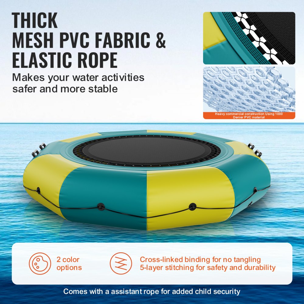 VEVOR Inflatable Water Bouncer, 10ft Recreational Water Trampoline ...