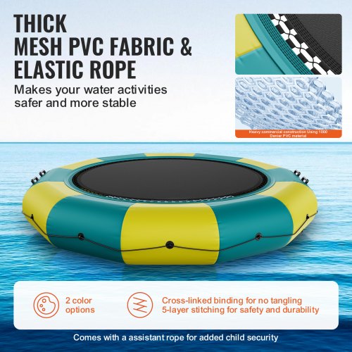 VEVOR Inflatable Water Bouncer, 13ft Recreational Water Trampoline ...