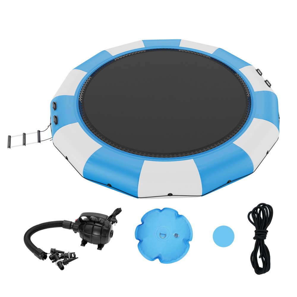 VEVOR Inflatable Water Bouncer, 15ft Recreational Water Trampoline ...