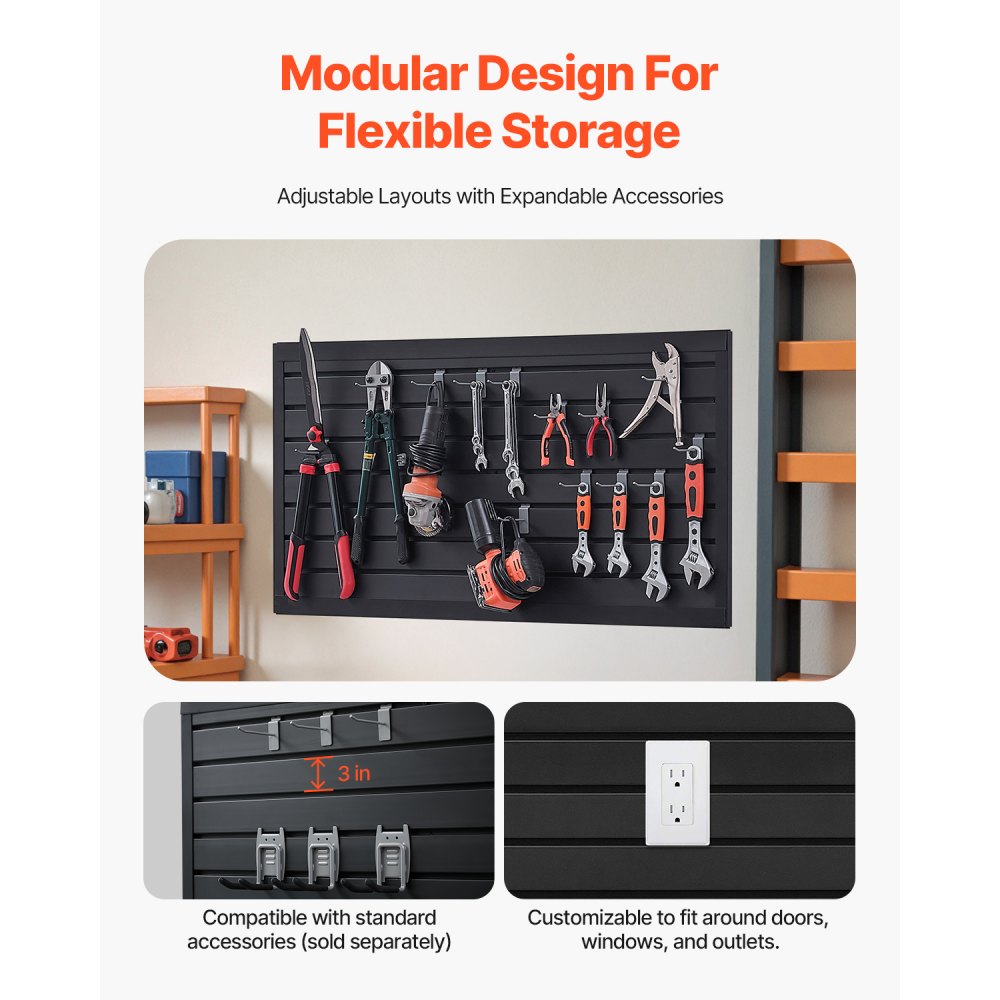 VEVOR PVC Slatwall for Garage – 2x4 FT, 300LBS/4ft² Capacity