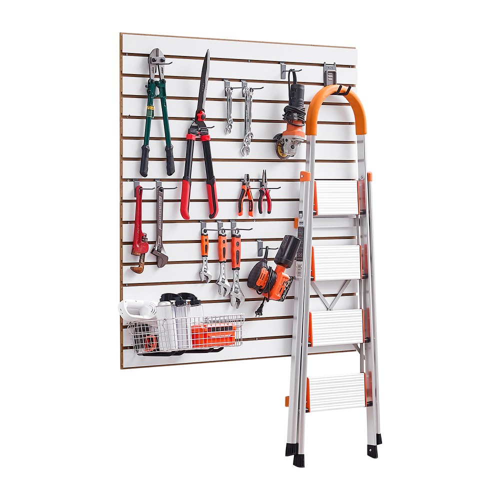 VEVOR 4 x 4 ft Slat Wall Paneling MDF White Garage Slatwall with ...