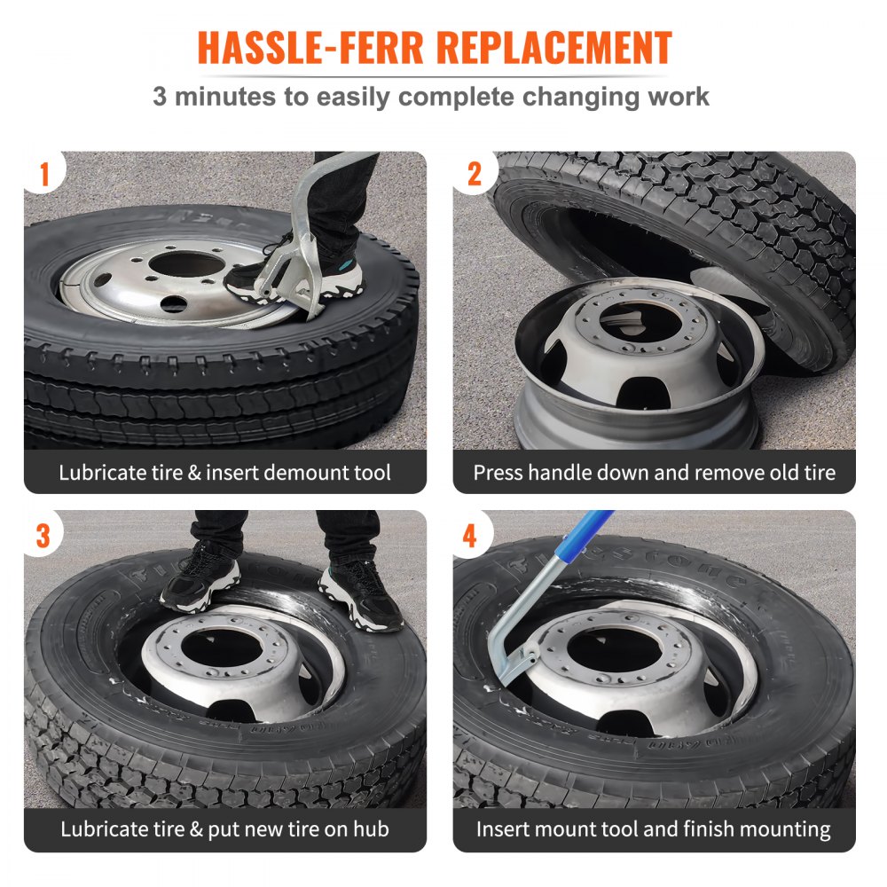 VEVOR Tire Mount Demount Tool, 22.5 to 24.5 inches, 3PCS Tire Changer ...