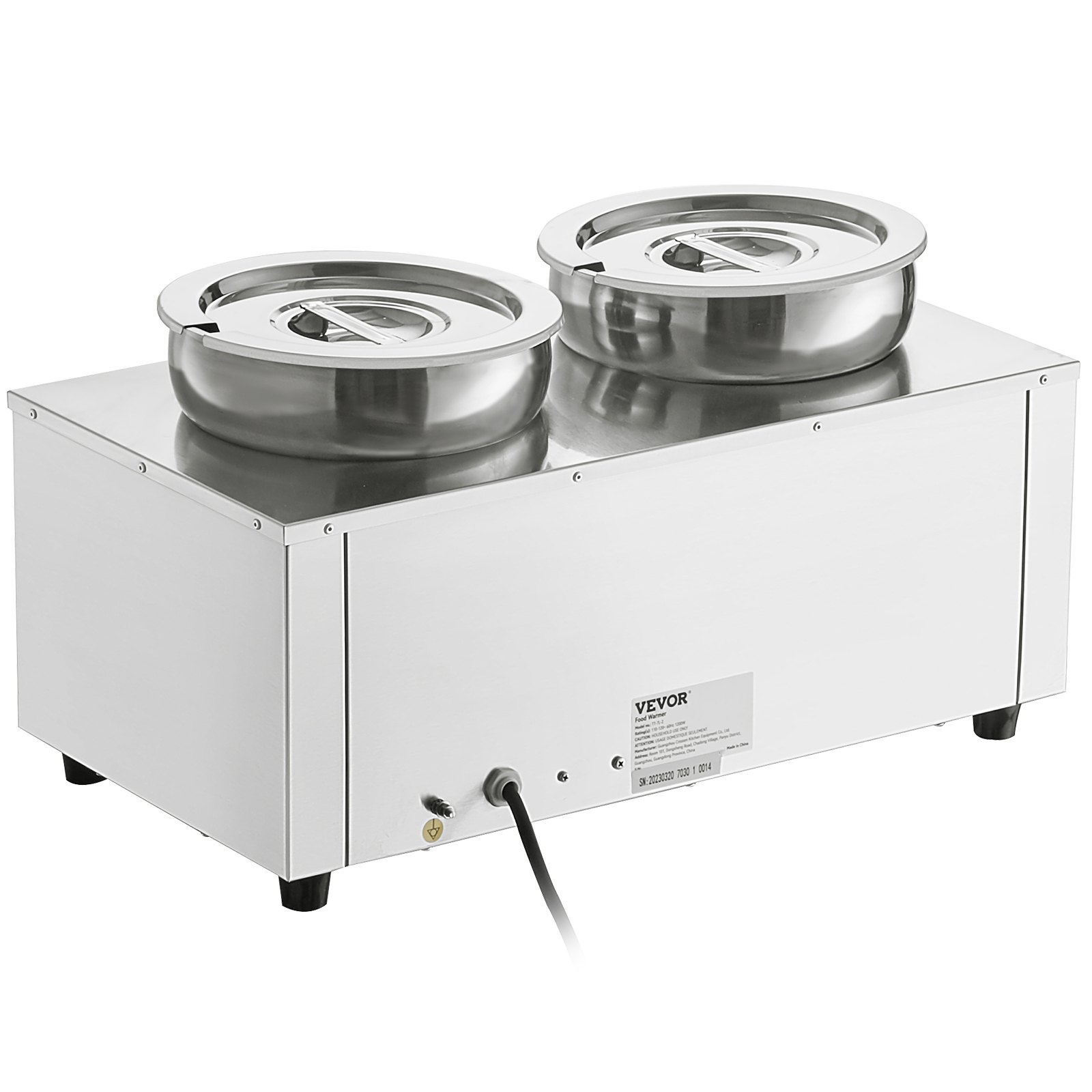 VEVOR Electric Soup Warmer, Dual 7.4QT Stainless Steel Round Pot 86~185 ...