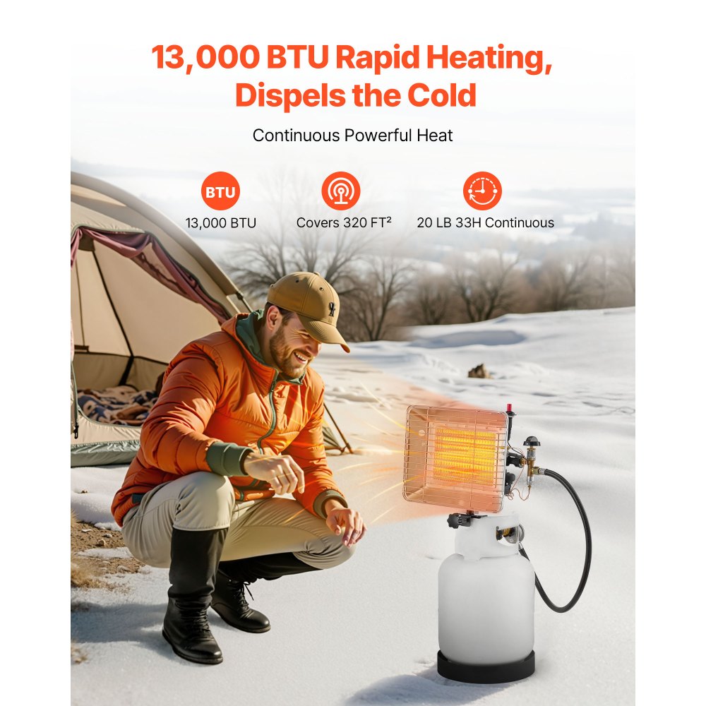 VEVOR Single Tank Top Propane Heater – 13000 BTU, 320 ft²