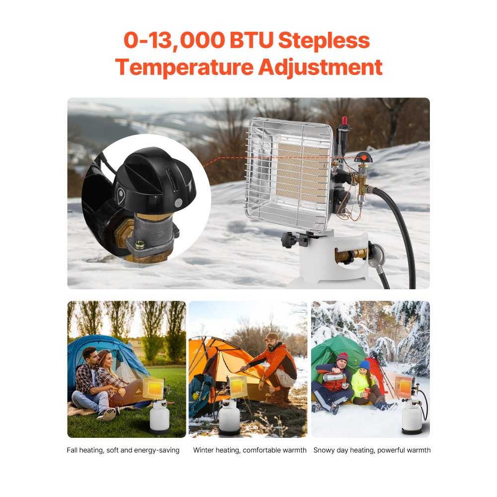 VEVOR Propane Tank Top Heater, 13000 BTU Rapid Heating 180-Degree ...