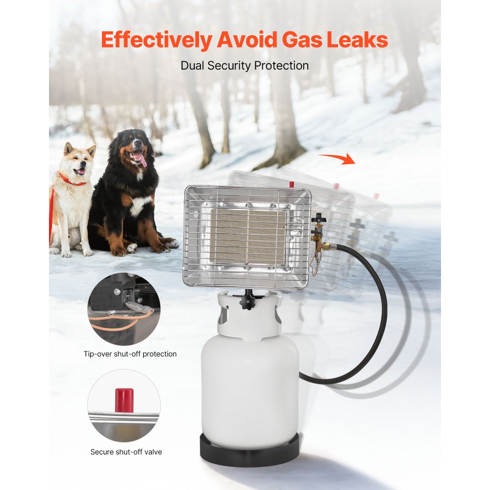 VEVOR Propane Tank Top Heater, 13000 BTU Rapid Heating 180-Degree ...