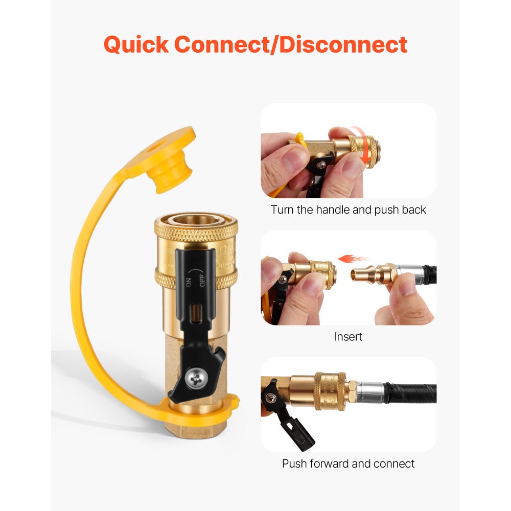 VEVOR Brass Adapter Fittings - Support Heat -40°F to 210°F