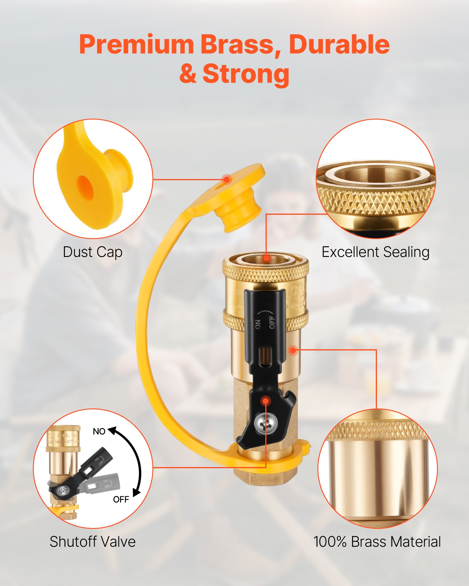 VEVOR Brass Adapter Fittings - Support Heat -40°F to 210°F