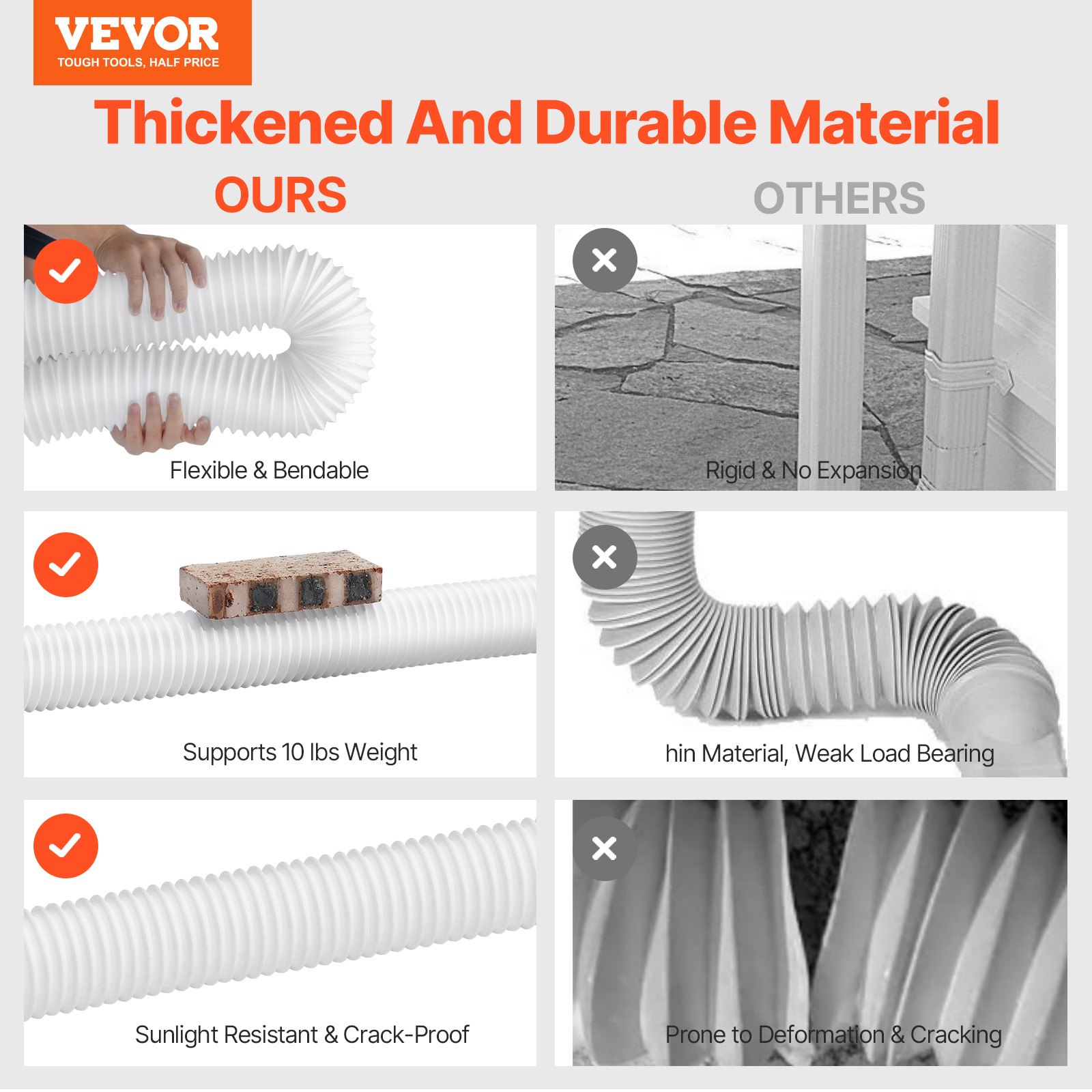 Rain Gutter Downspout Extensions 2-Pack Flexible Downspout Extender ...