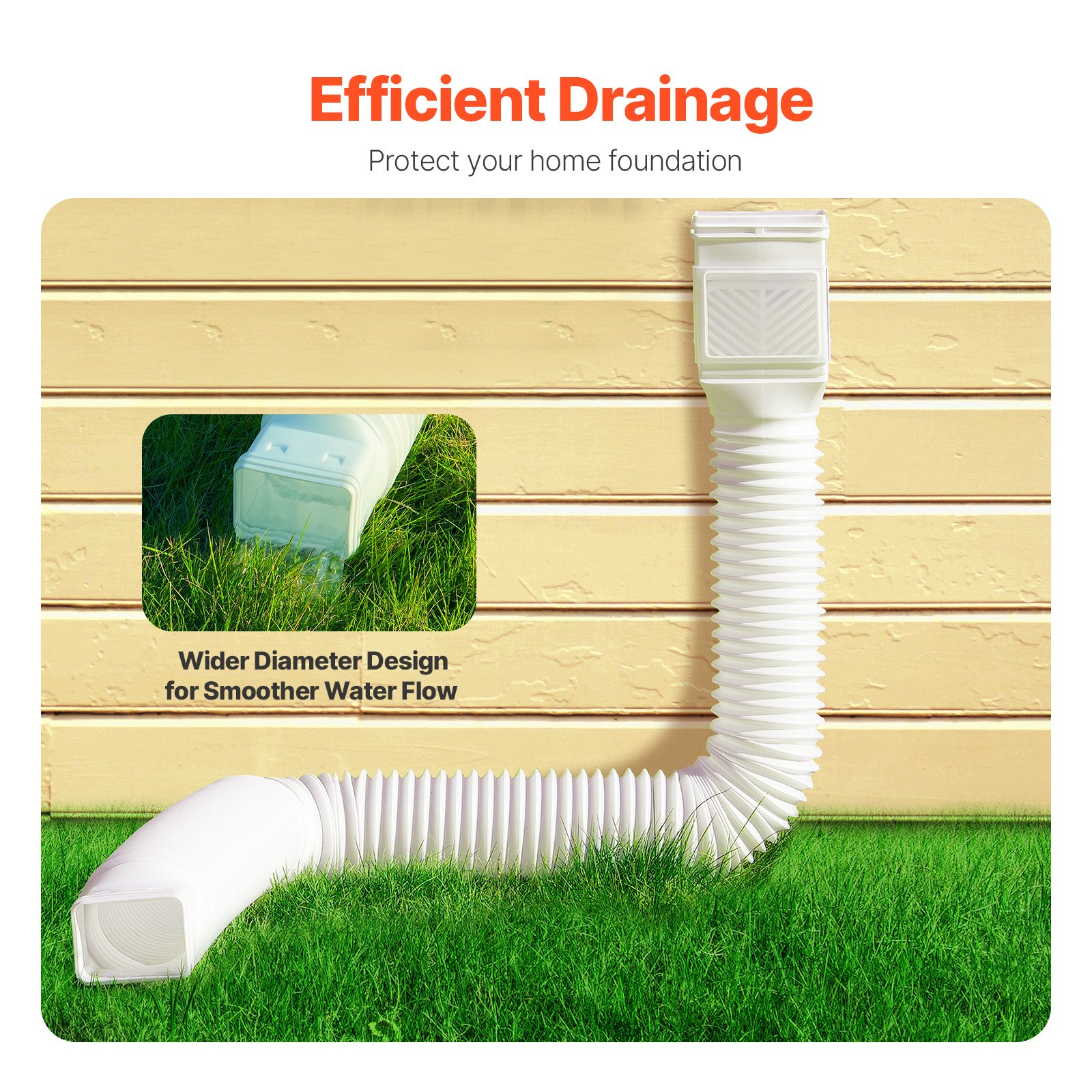 Rain Gutter Downspout Extensions 2-Pack Flexible Downspout Extender ...