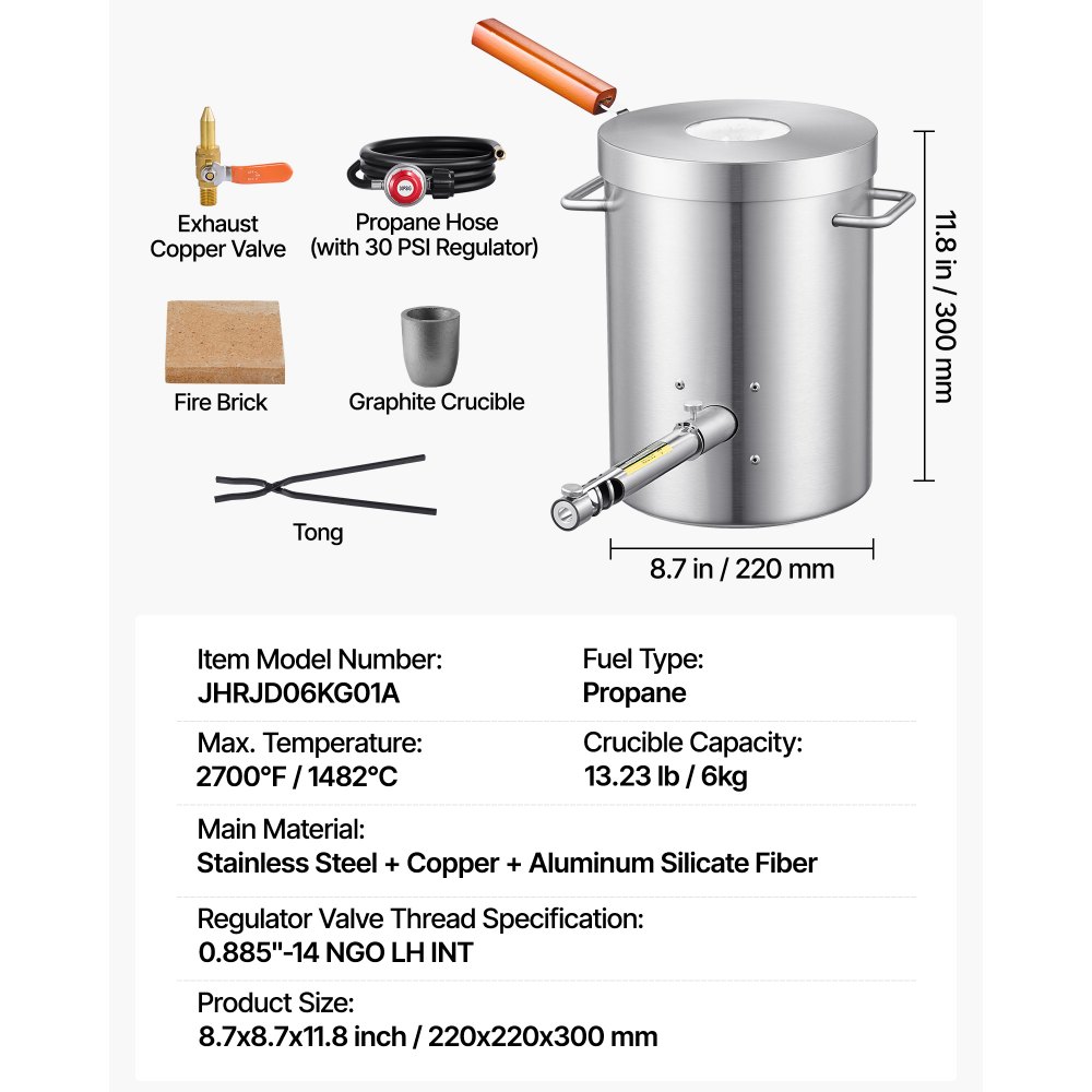VEVOR Propane Melting Furnace Kit, 6KG Large Capacity Foundry Home ...