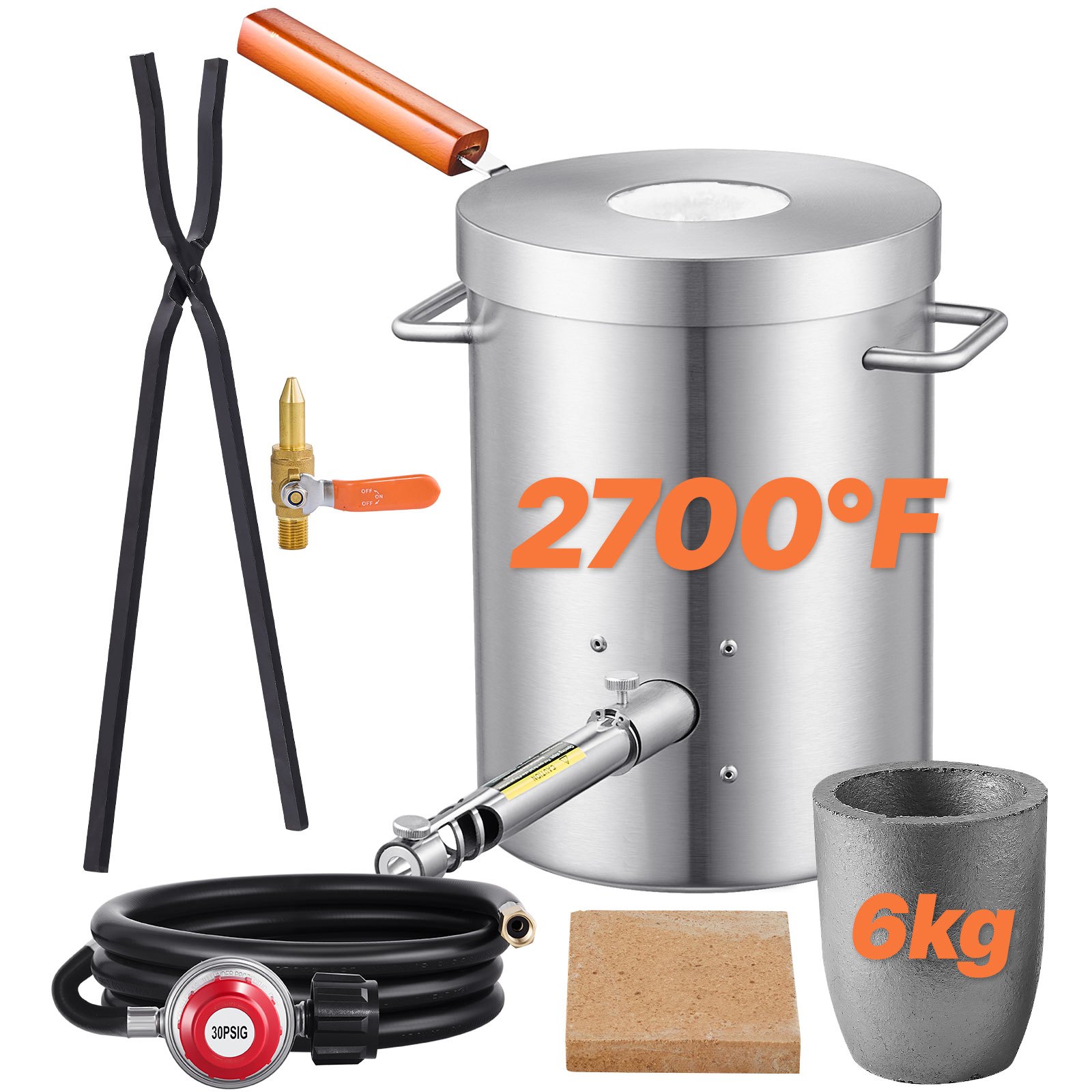 VEVOR 6KG Propane Smelting Furnace Kit Melting Furnace Stainless Steel ...