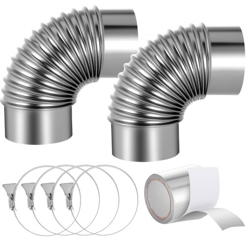 90 Degree Dryer Vent Elbow 4in Vent Kit with 4 Clamps & Aluminum Foil ...