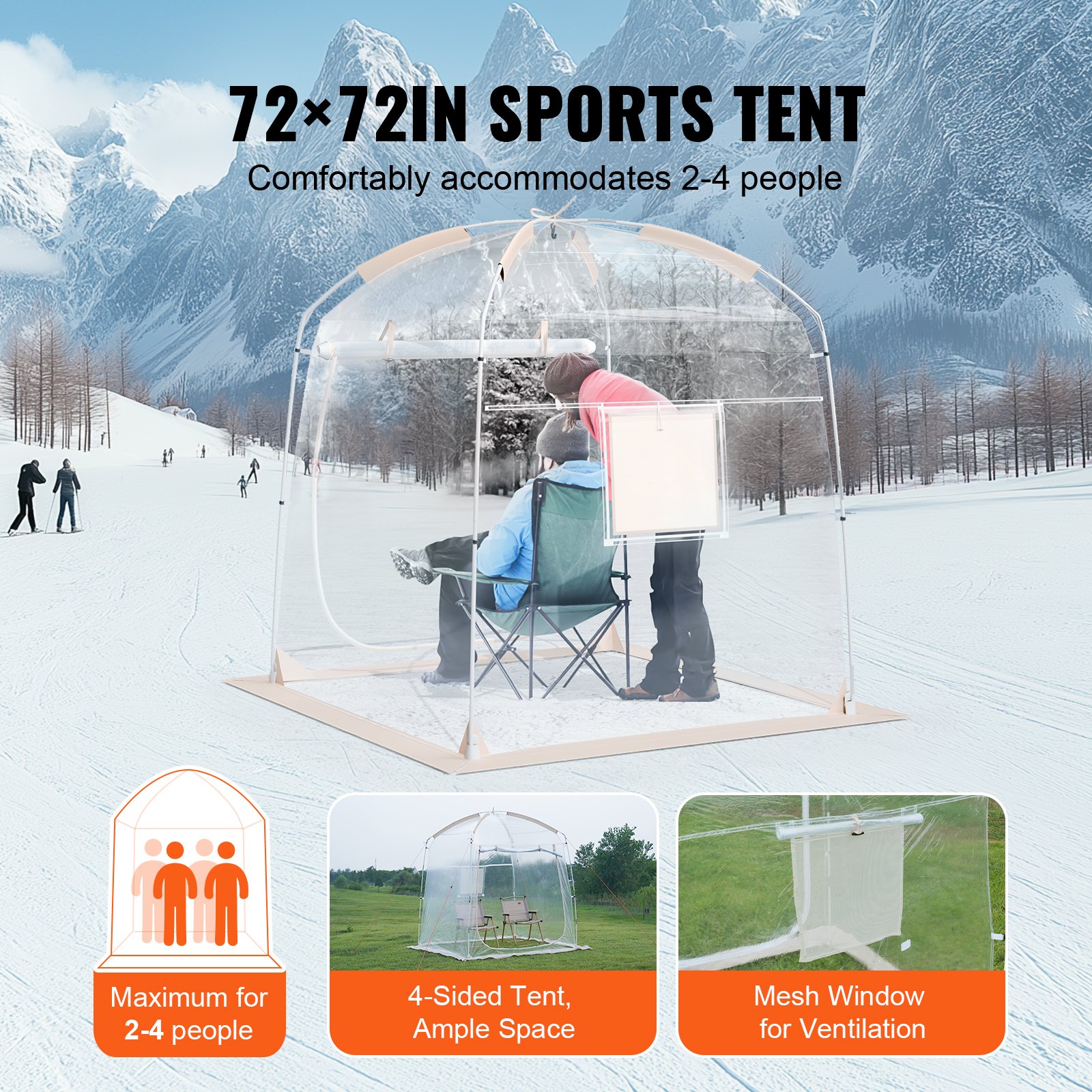 VEVOR Sports Tent Instant Tent Shelter Weather Proof 2-4 People Bubble ...