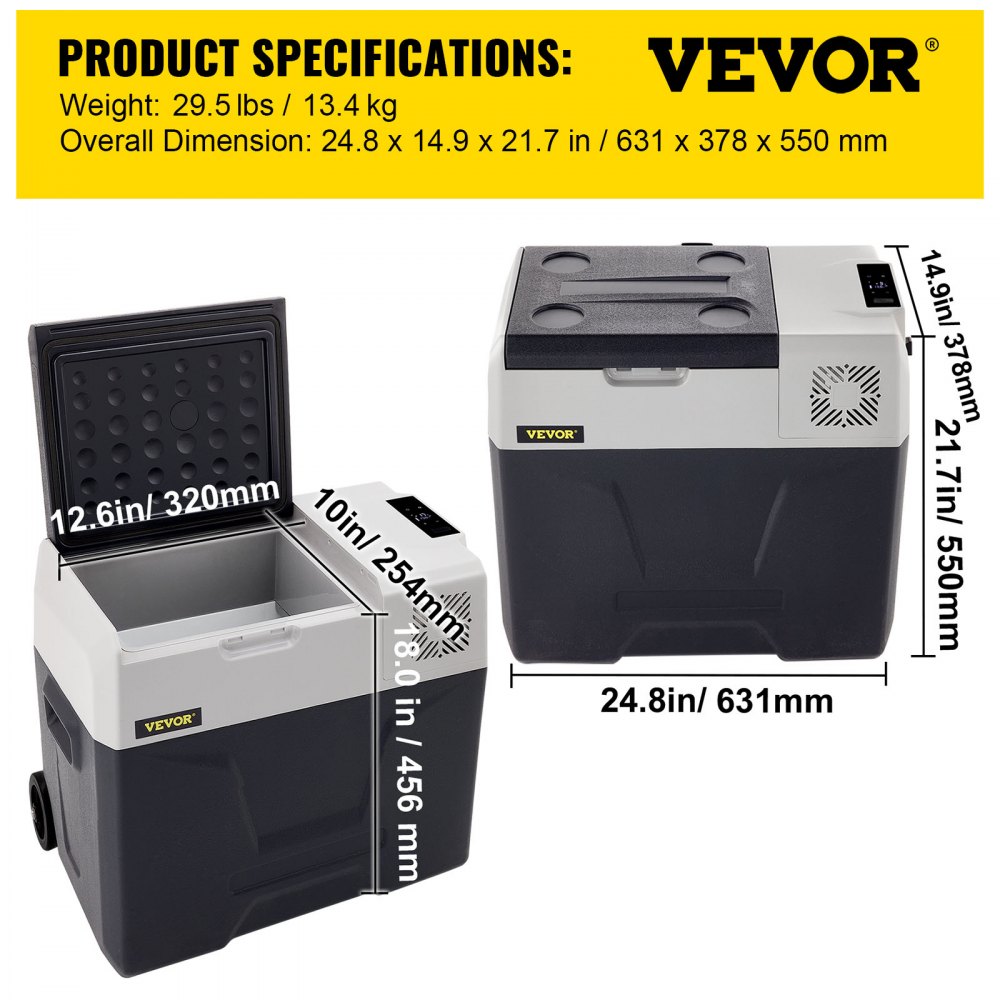 VEVOR VEVOR Car Refrigerator 50L Compressor Portable Small Refrigerator ...