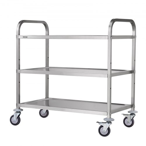 VEVOR Kitchen Utility Cart, 3 Tiers, Wire Rolling Cart w/ 450LBS ...