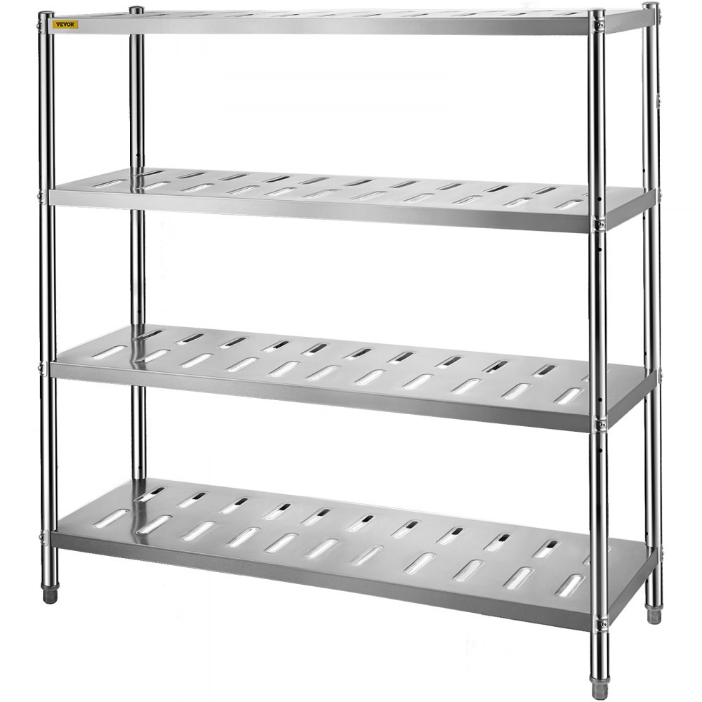 VEVOR Storage Shelf, 4-Tier Storage Shelving Unit, Stainless Steel ...