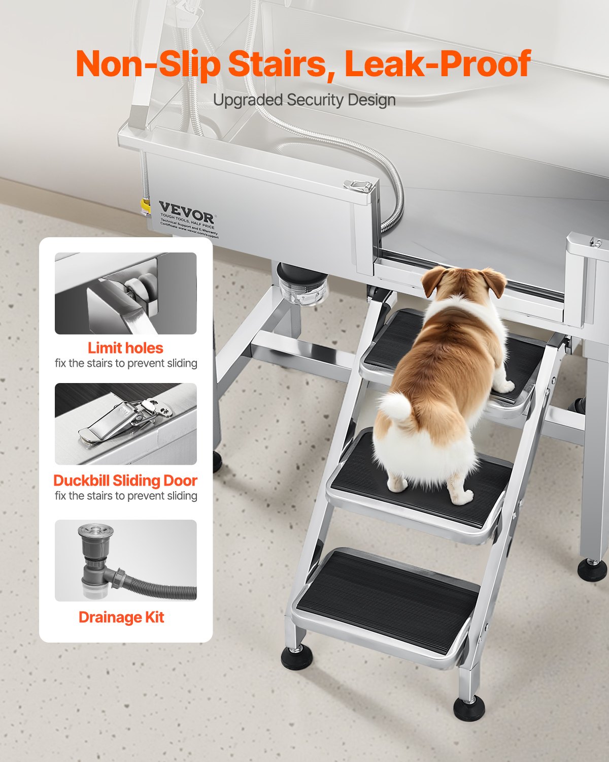 VEVOR 34 Inch Stainless Steel Dog Washing Station, Pet Grooming Tub ...