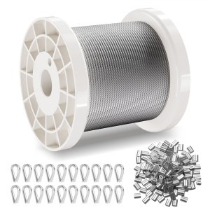 VEVOR T304 Stainless Steel Cable 1/16" 7x7 Steel Wire Rope 330 ft Cable ...