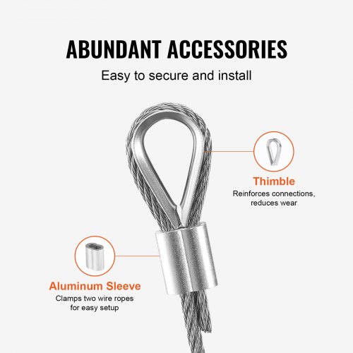 VEVOR T316 Stainless Steel Cable 1/8" 7x7 Steel Wire Rope 100 ft Cable ...