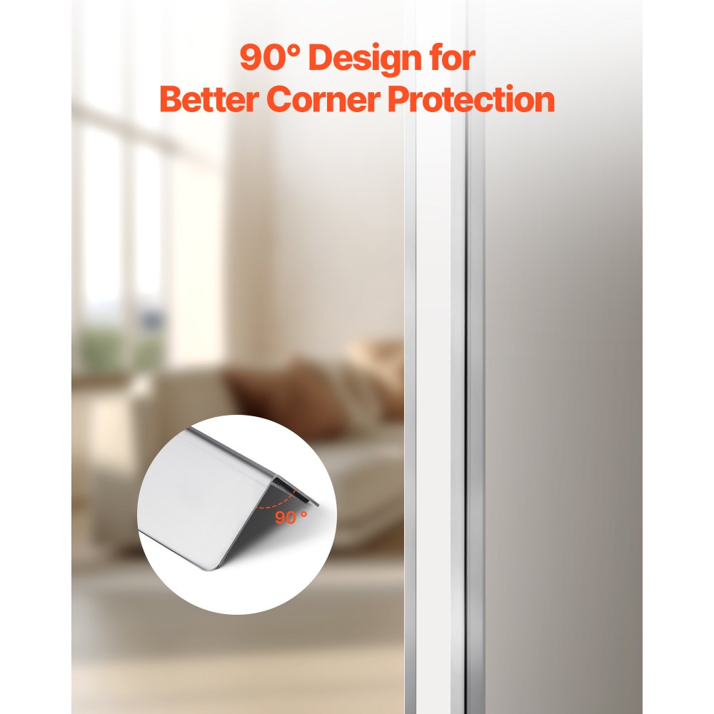 VEVOR Stainless Steel Wall Corner Protector, 38 x 38 x 2436 mm, 10 Pack ...
