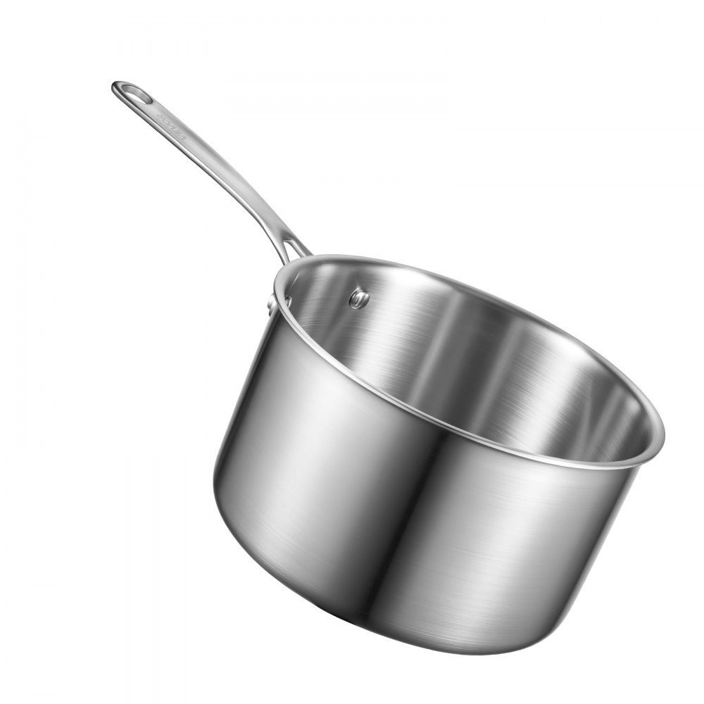 VEVOR 4 QT Saucepan, Stainless Steel Saucepan with Glass Lid ...
