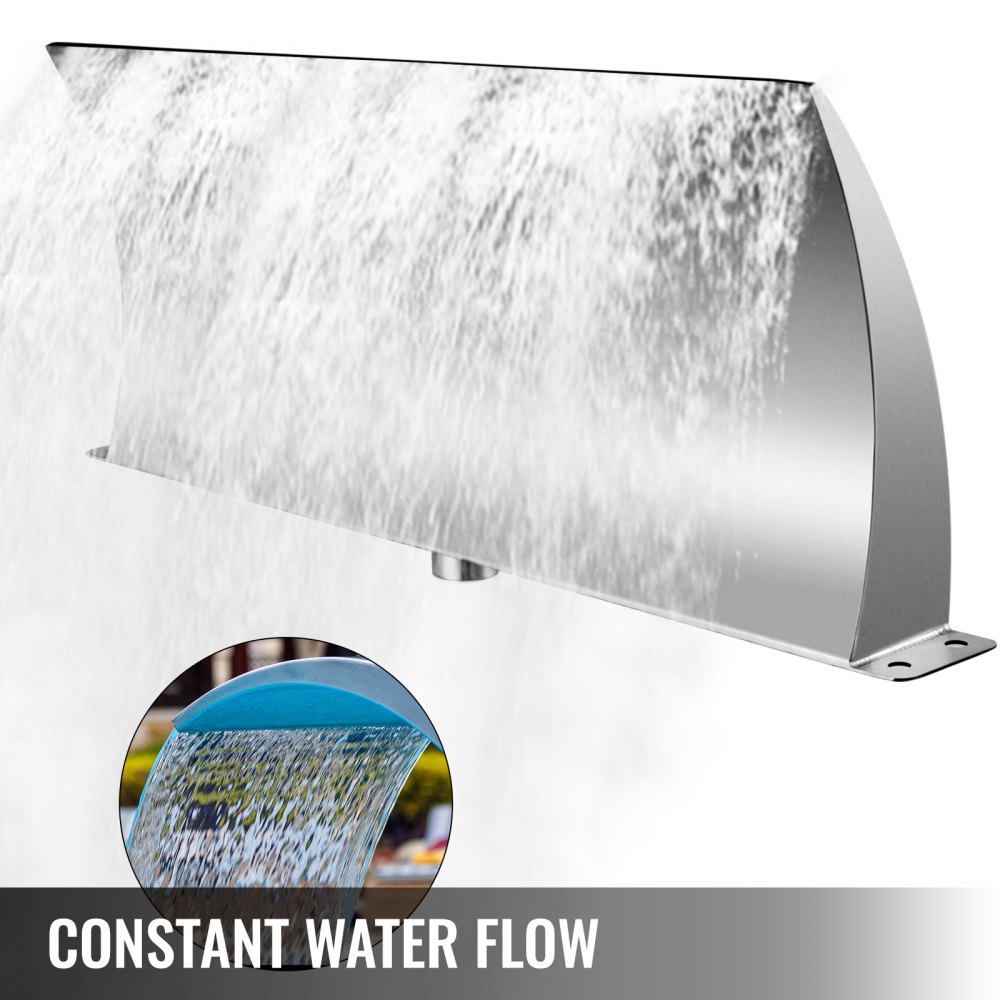 VEVOR Pool Waterfall Fountain 23.6x10.2 Inch Stainless Steel Fountain ...